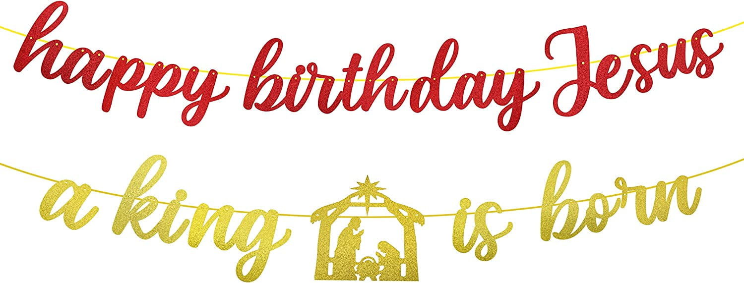 Happy Birthday Jesus Banner A King is Born Banner Decorations ...
