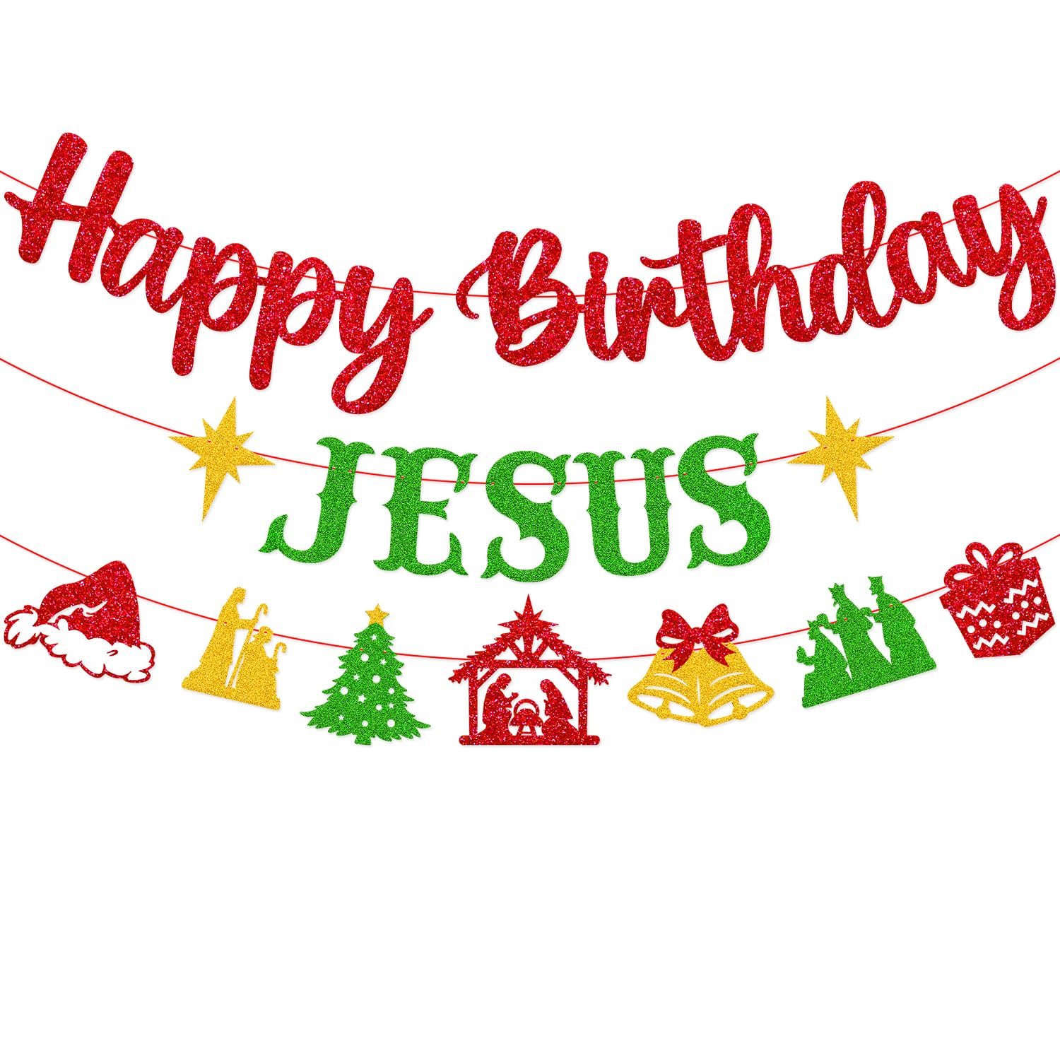 Happy Birthday Jesus Banner Merry Christmas Decoration Xmas Birthday ...