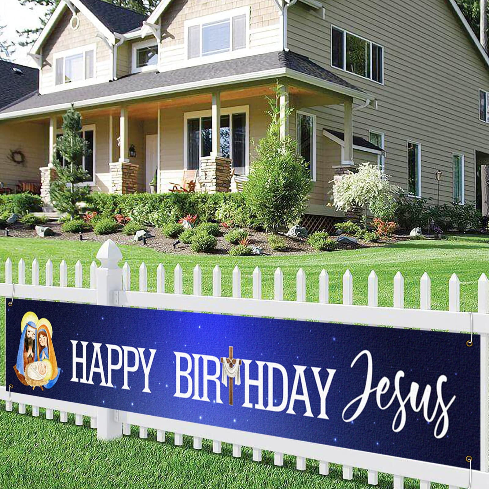 Happy Birthday Jesus Banner for Party Decorations Yard Backdrop ...