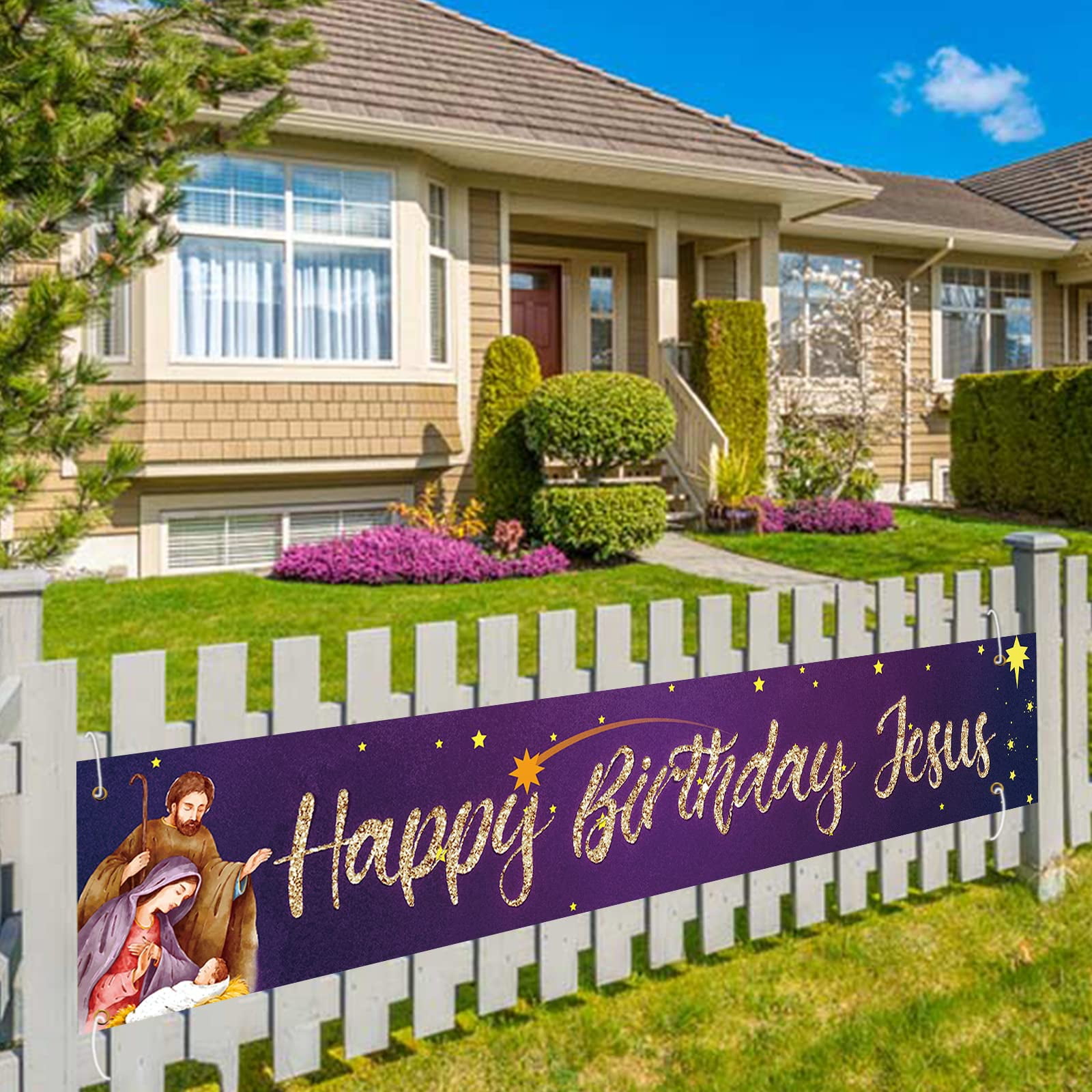 Happy Birthday Jesus Banner for Party Decorations Yard Backdrop ...