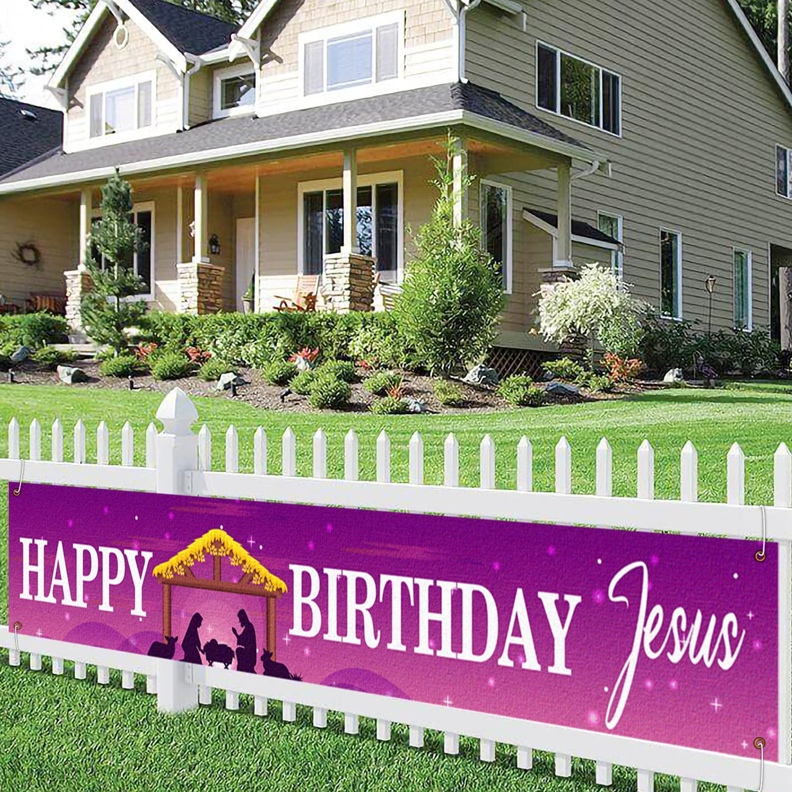 Happy Birthday Jesus Banner for Party Decorations Yard Backdrop ...