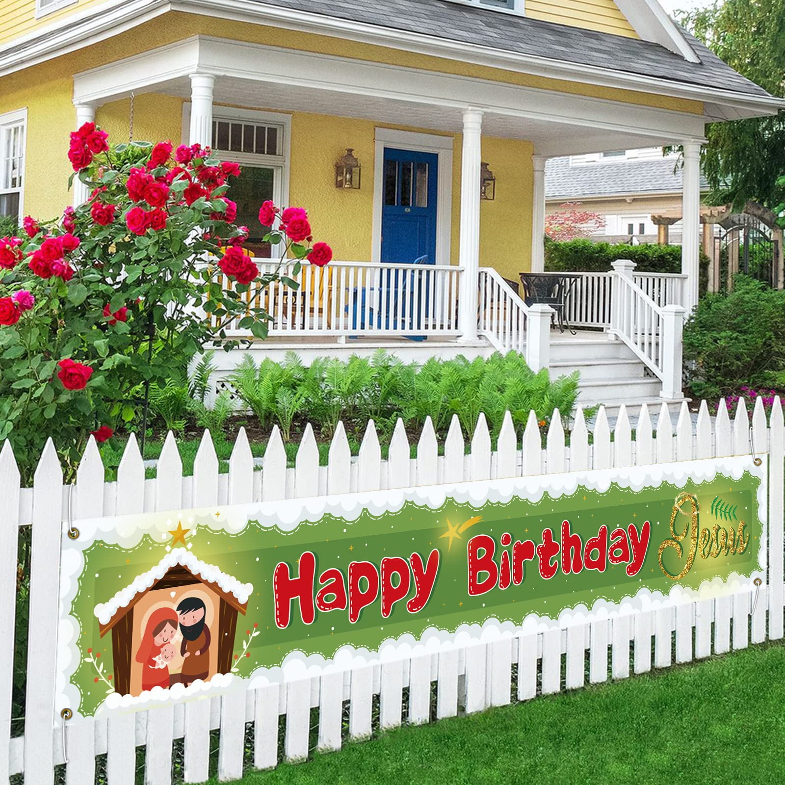 Happy Birthday Jesus Banner for Party Decorations Yard Backdrop ...