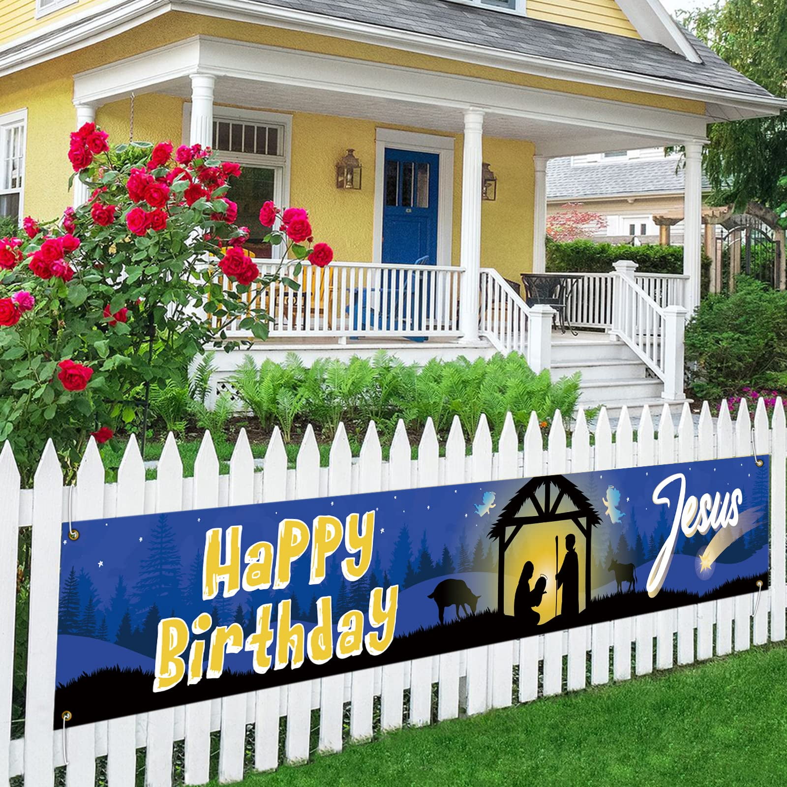 Happy Birthday Jesus Banner for Party Decorations Yard Backdrop ...