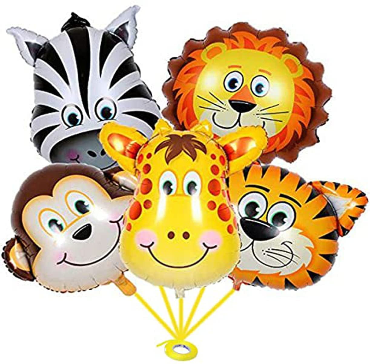 Happy Birthday Jungle Safari Decorations Item Foil Golden Balloon Pack ...