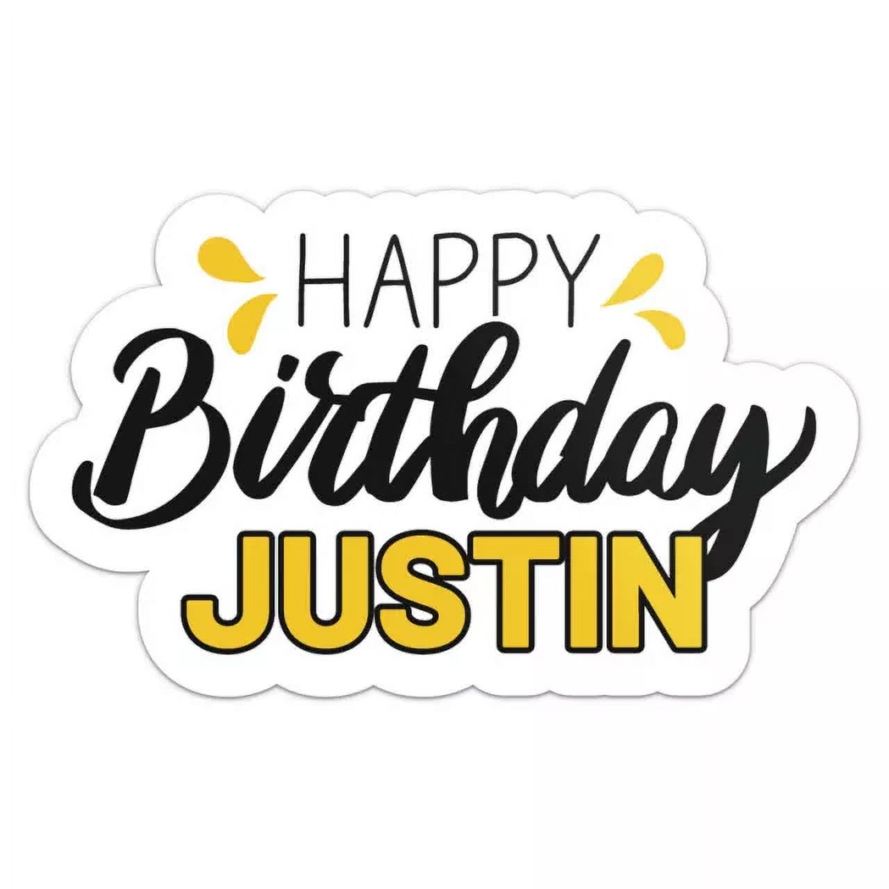 Happy Birthday Justin Sticker Phone Decal Water Bottle Stickers Car ...