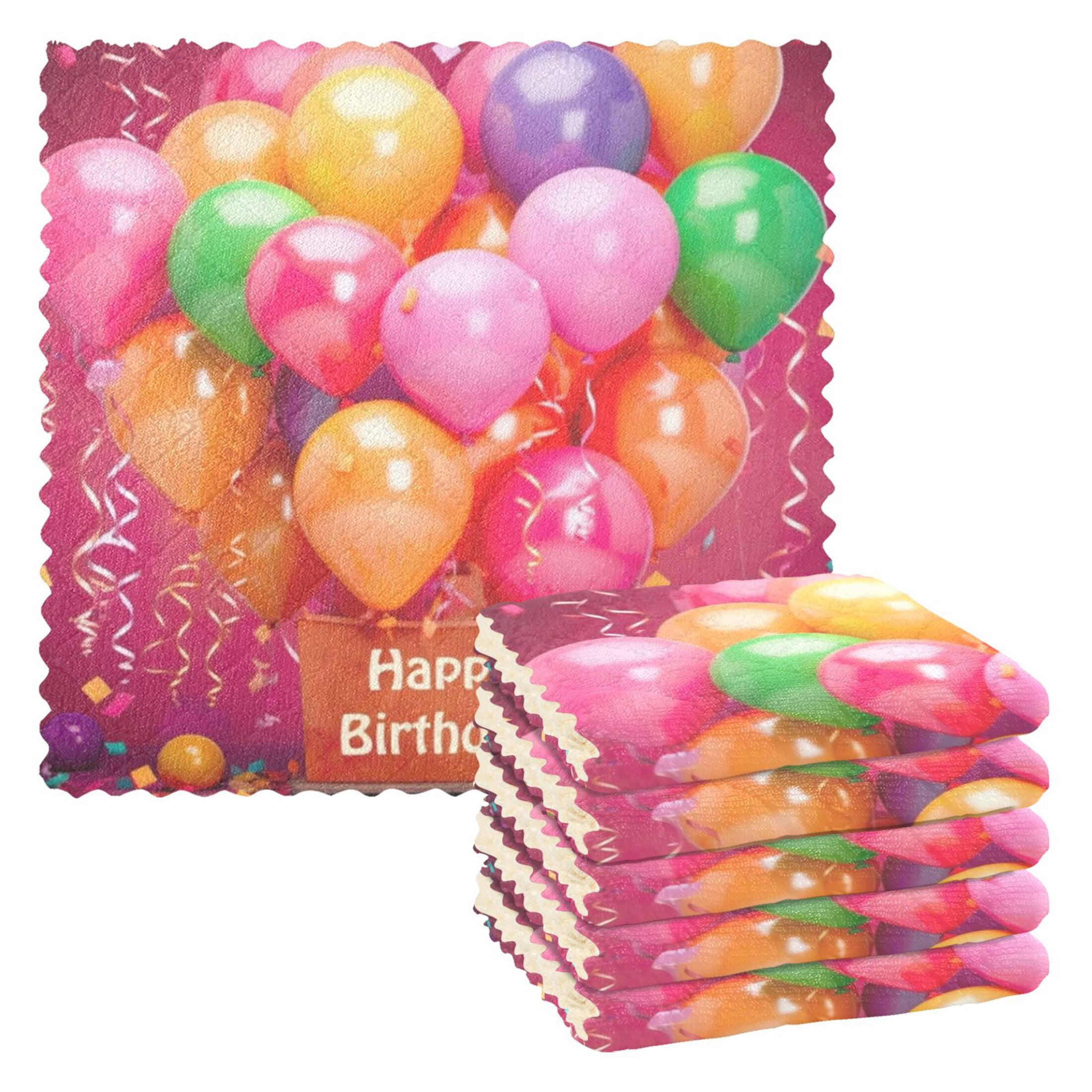 Happy Birthday Kitchen Cloth Dish Towels for Drying Washing Absorbent ...
