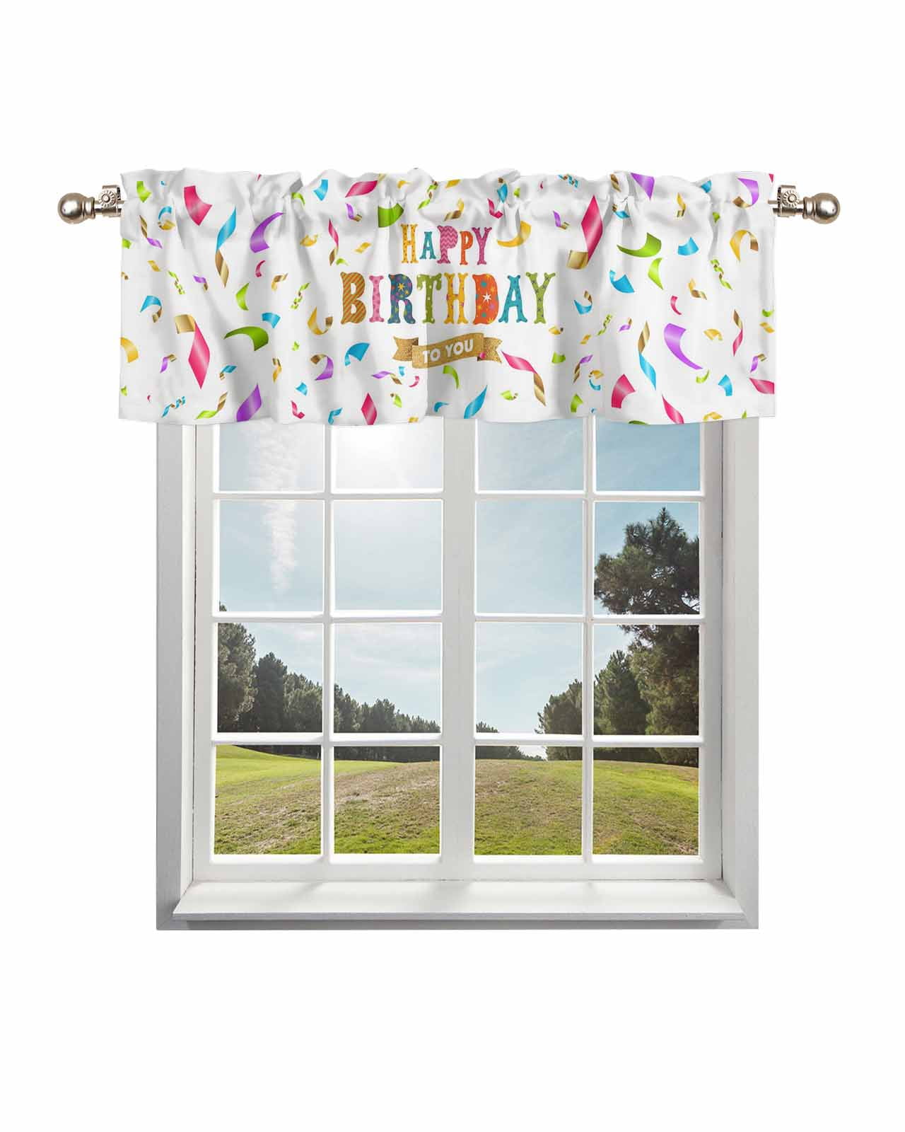 Happy Birthday Kitchen Curtain Valances for Windows Farmhouse Short ...