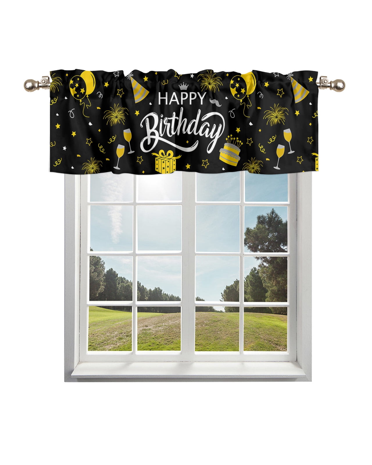 Happy Birthday Kitchen Curtain Valances for Windows Farmhouse Short ...
