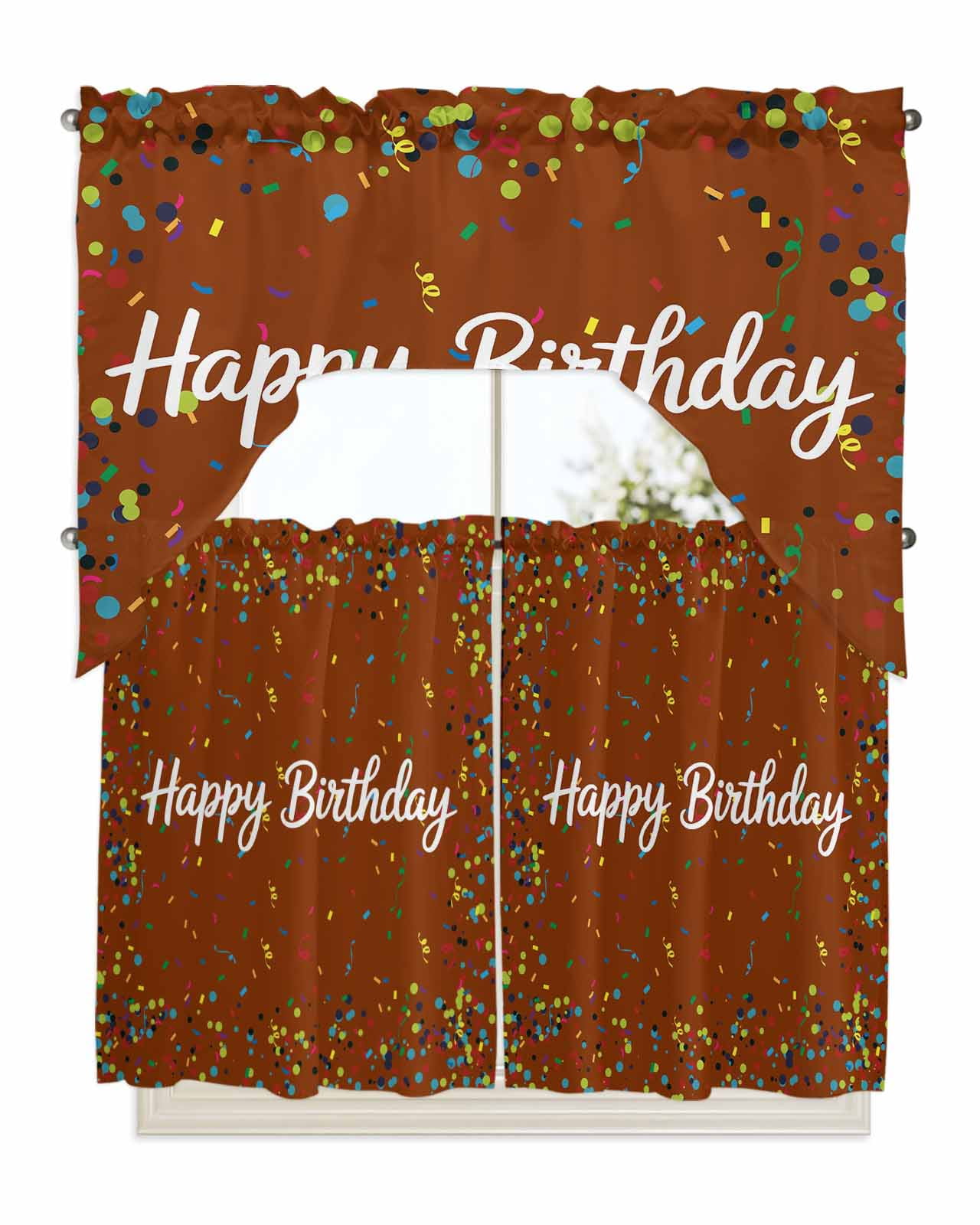 Happy Birthday Kitchen Curtains Swag Valance and Tier Curtains Set 36 ...