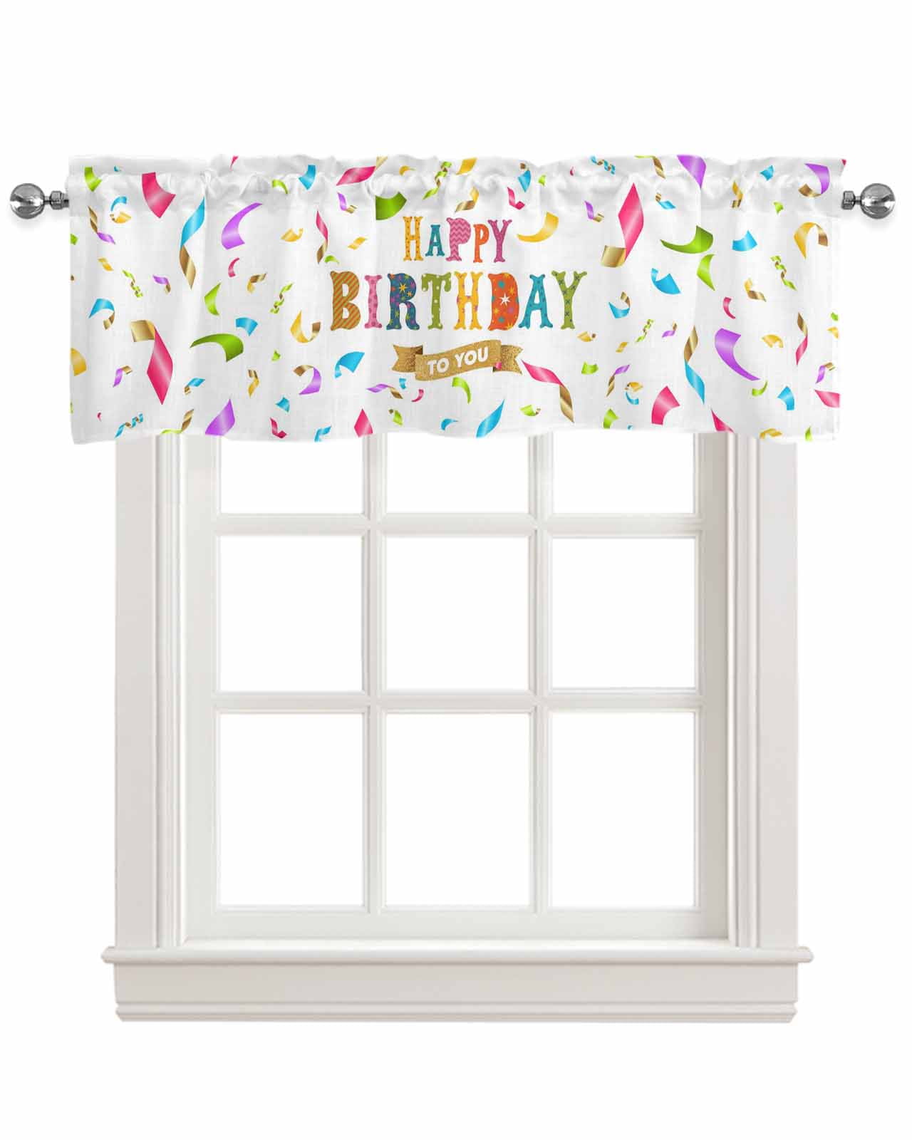 Happy Birthday Kitchen Valances for Windows Farmhouse Linen Window ...