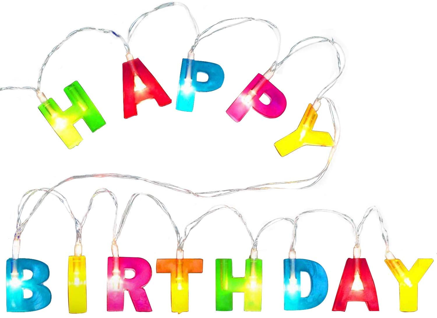 Happy Birthday LED String Lights, Multicolor Light Up Letter Birthday ...