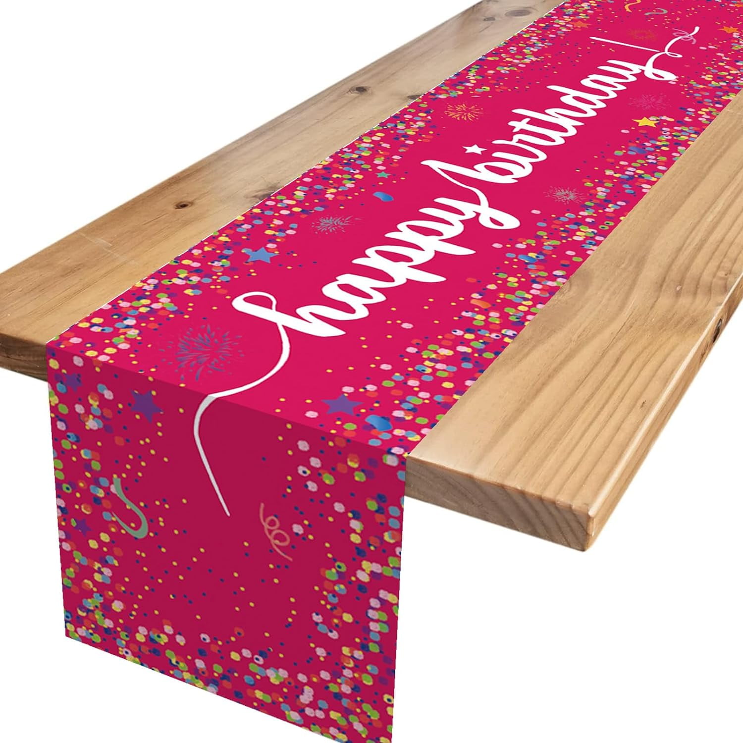 Happy Birthday Linen Table Runner Birthday Table Decoration Confetti ...