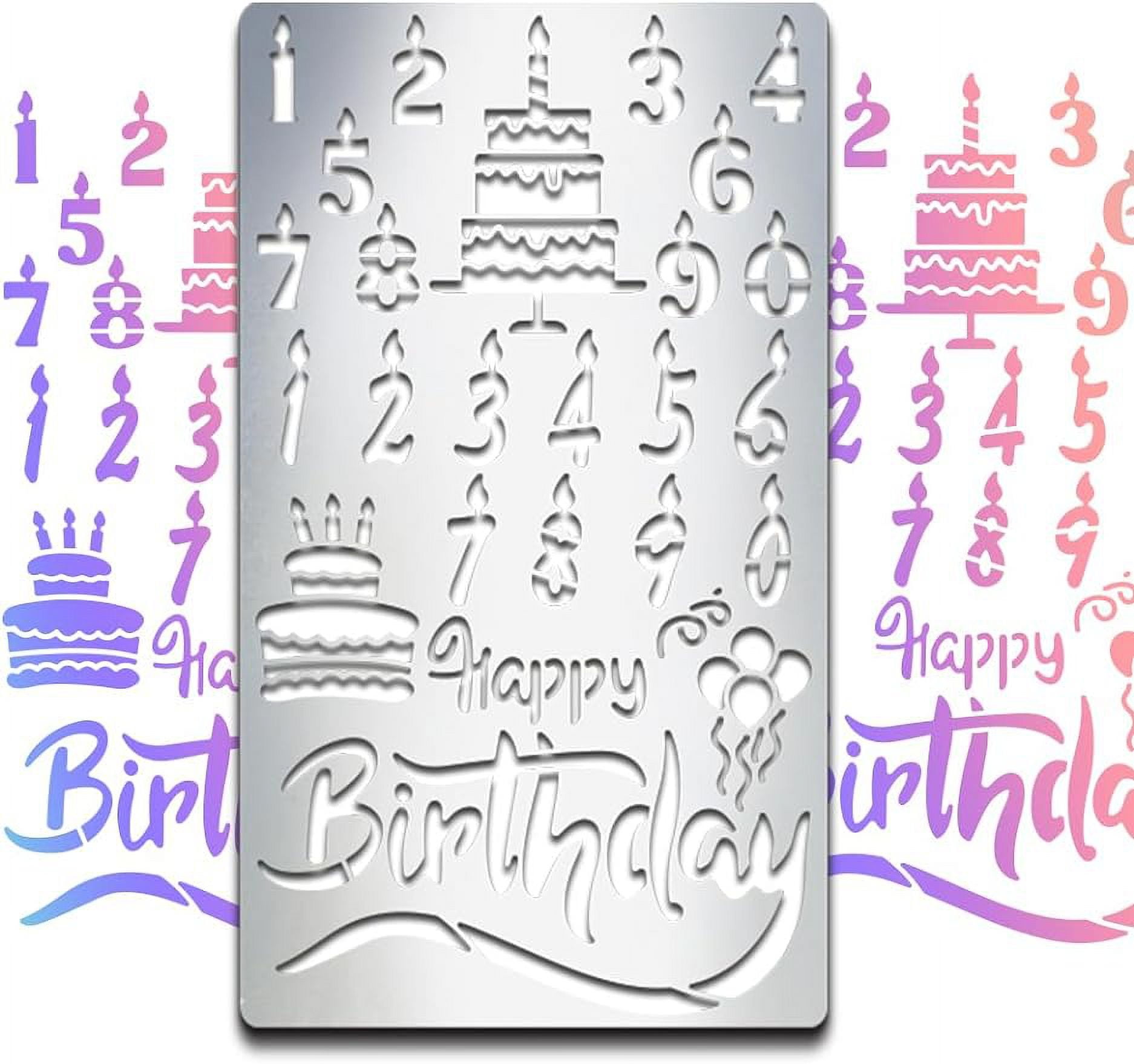 Happy Birthday Metal Stencils Metal Journal Stencil Happy Birthday Cake ...