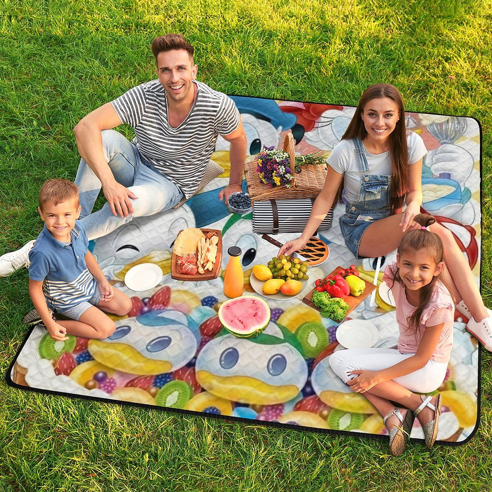 Happy Birthday Mickey Daisy Picnic Blankets,78x78 Waterproof Picnic Mat ...