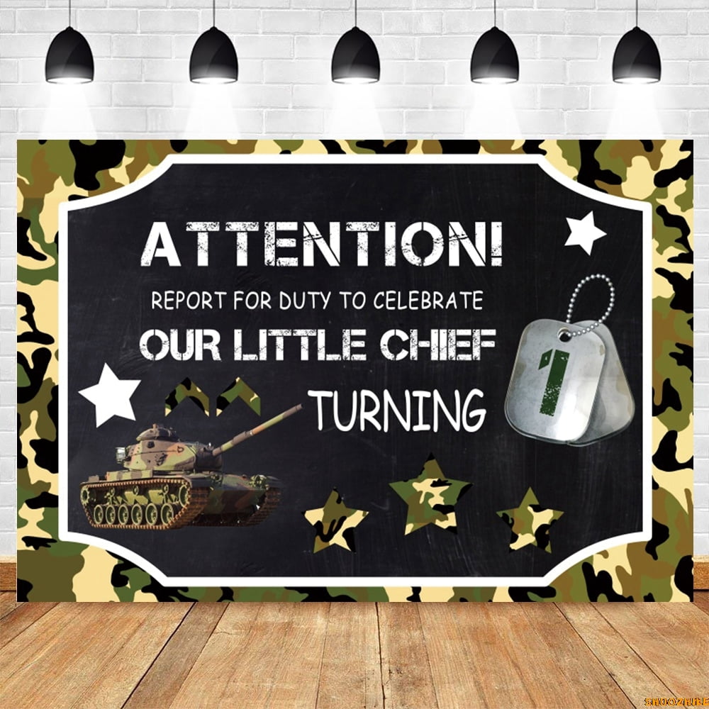 Happy Birthday Military Theme Backdrop Army Soldier Camouflage Airplane ...