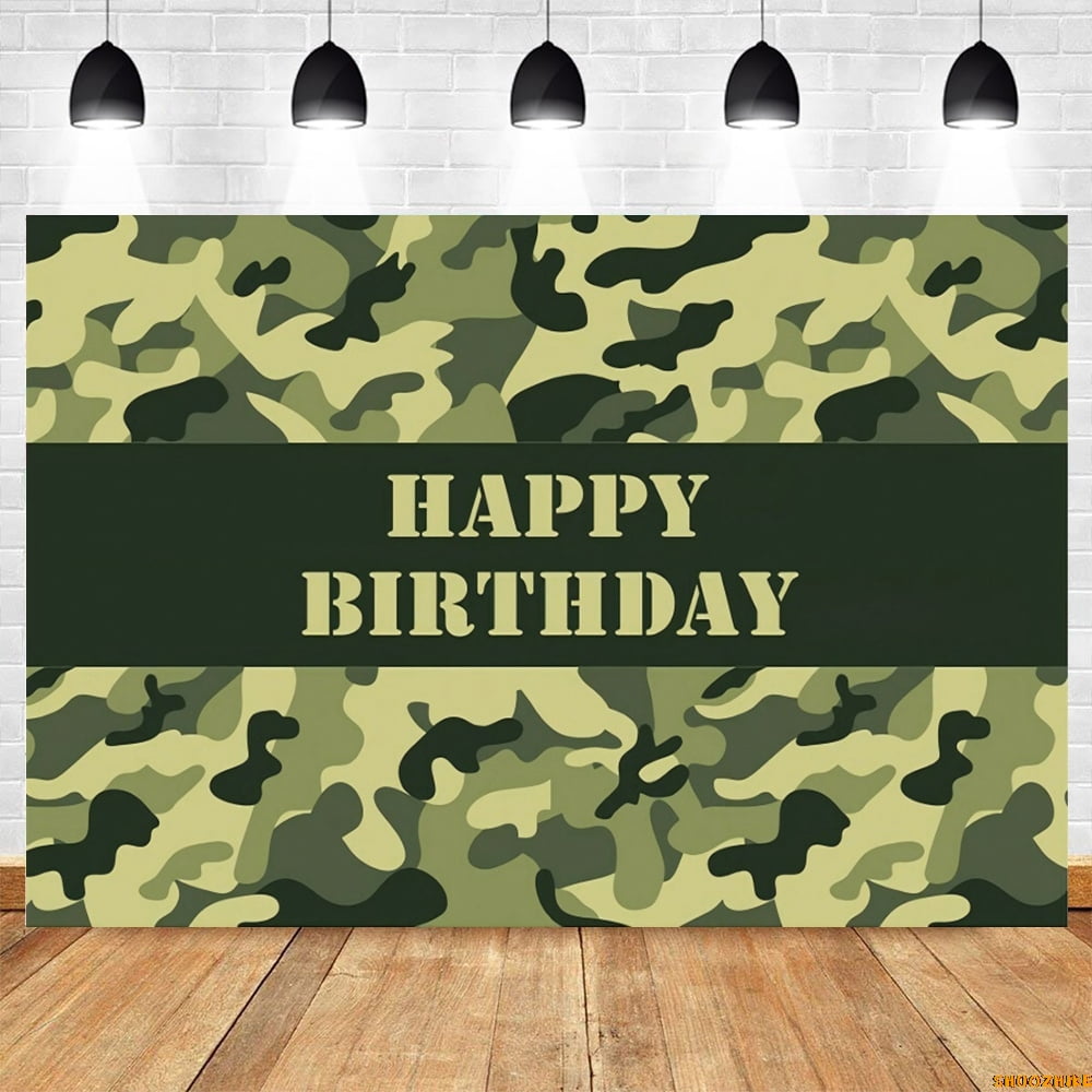 Happy Birthday Military Theme Backdrop Army Soldier Camouflage Airplane ...