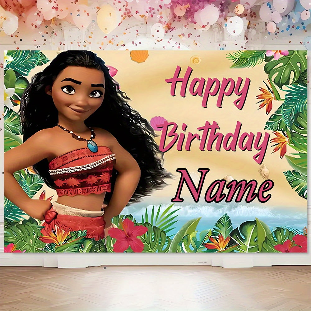 "Happy Birthday" Moana background banner, a vibrant polyester ...