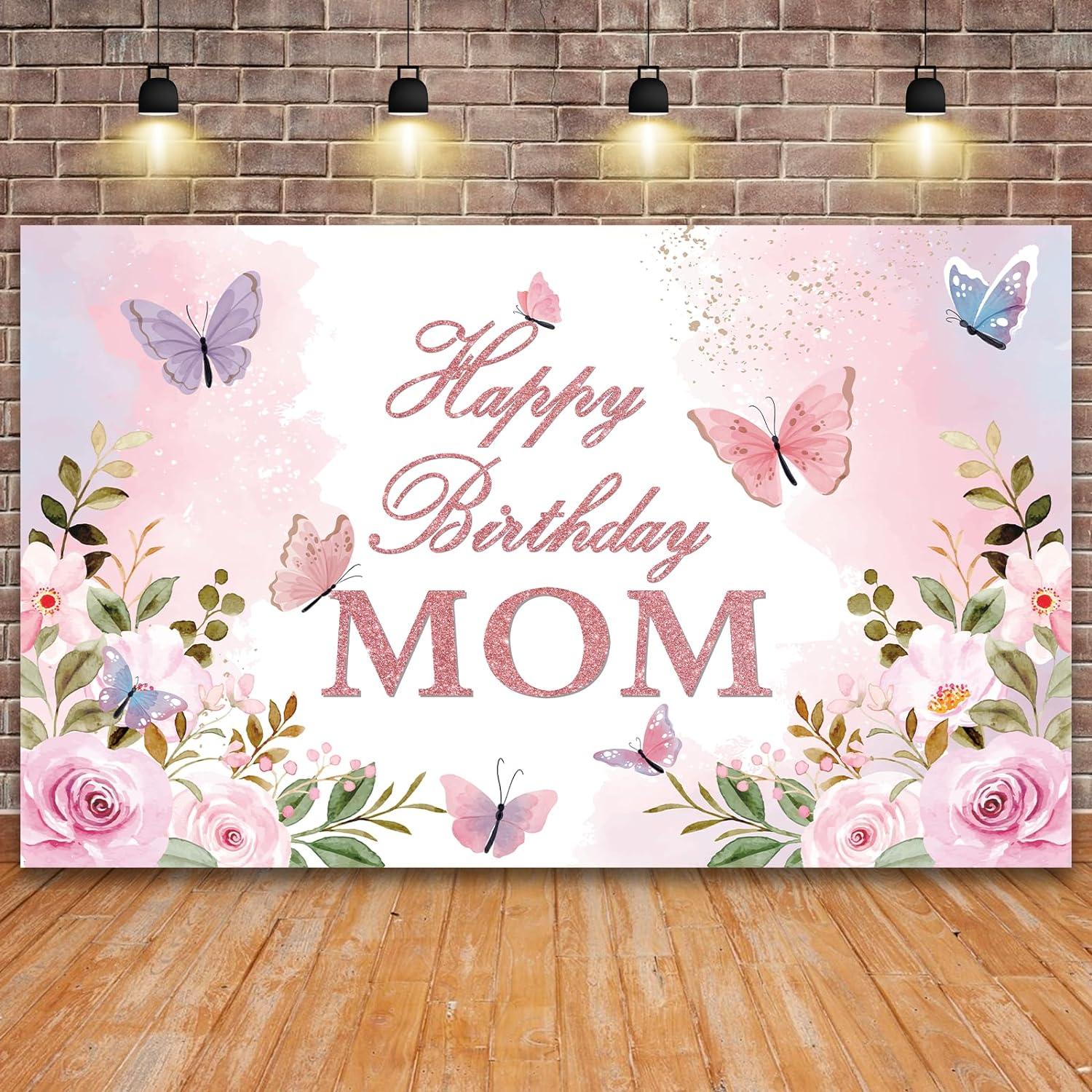 Happy Birthday Mom Backdrop Floral Theme Mom's Birthday Party ...