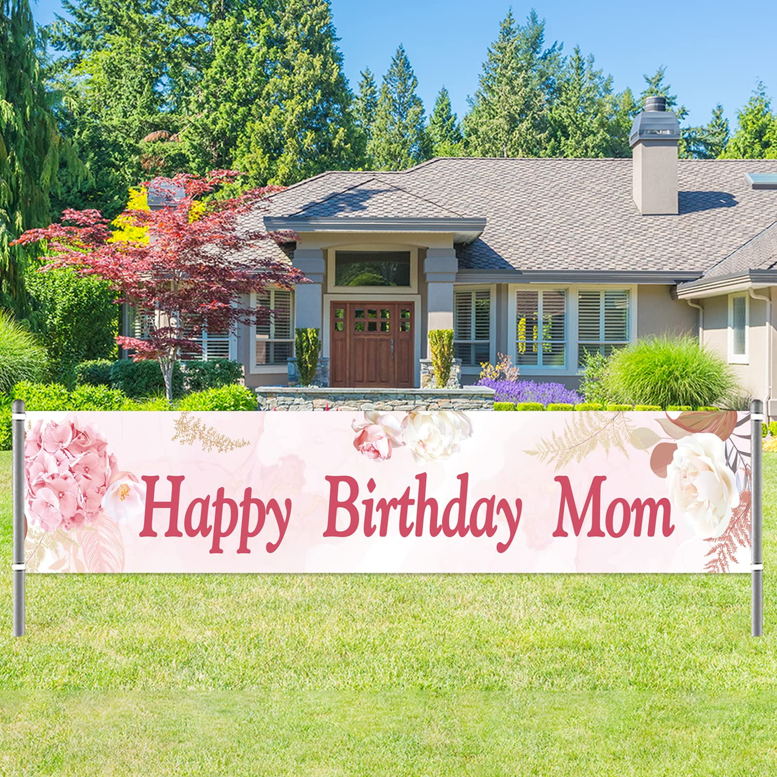 Happy Birthday Mom Banner Women's Birthday Decorations for Mother Party ...
