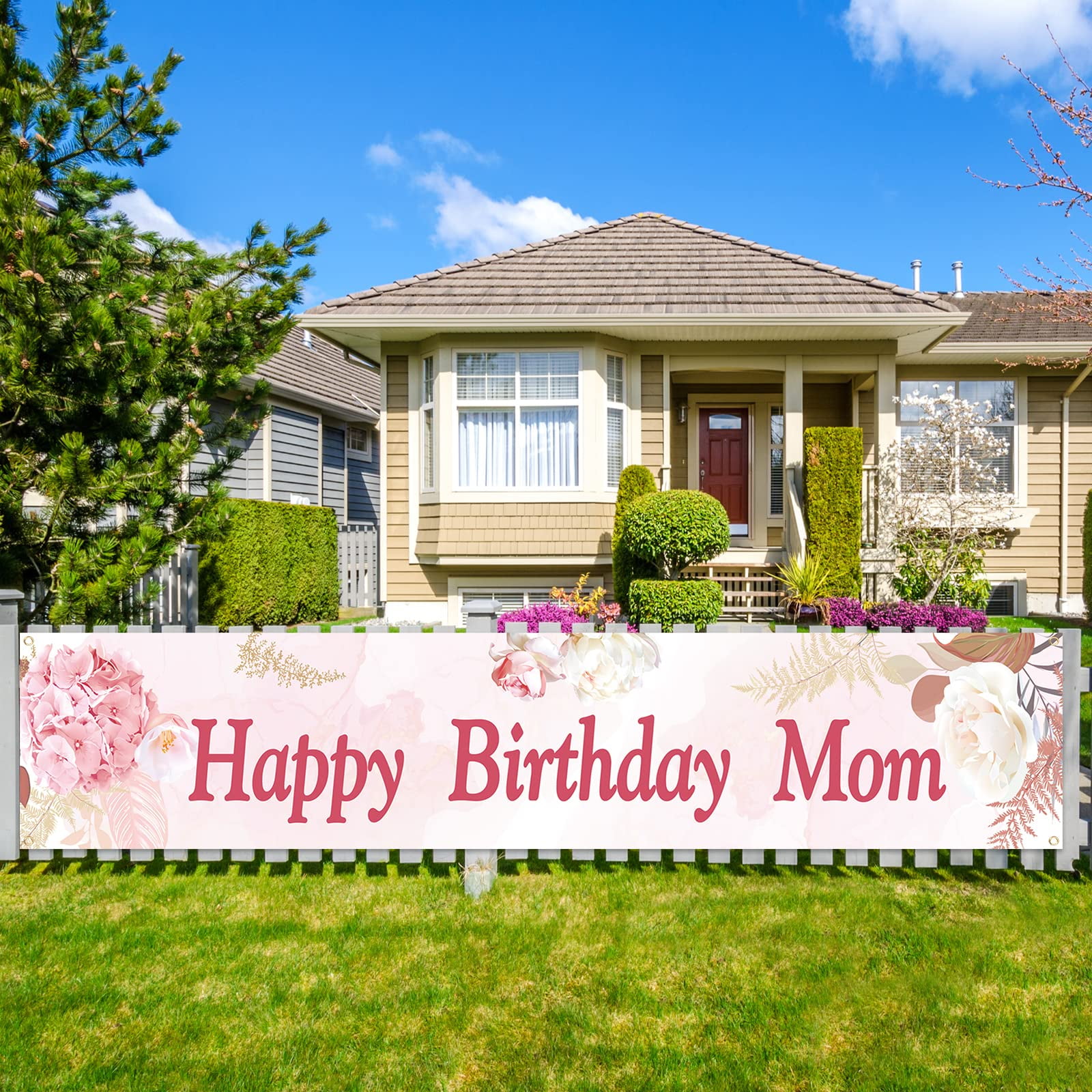 Happy Birthday Mom Banner Women's Birthday Decorations for Mother Party ...