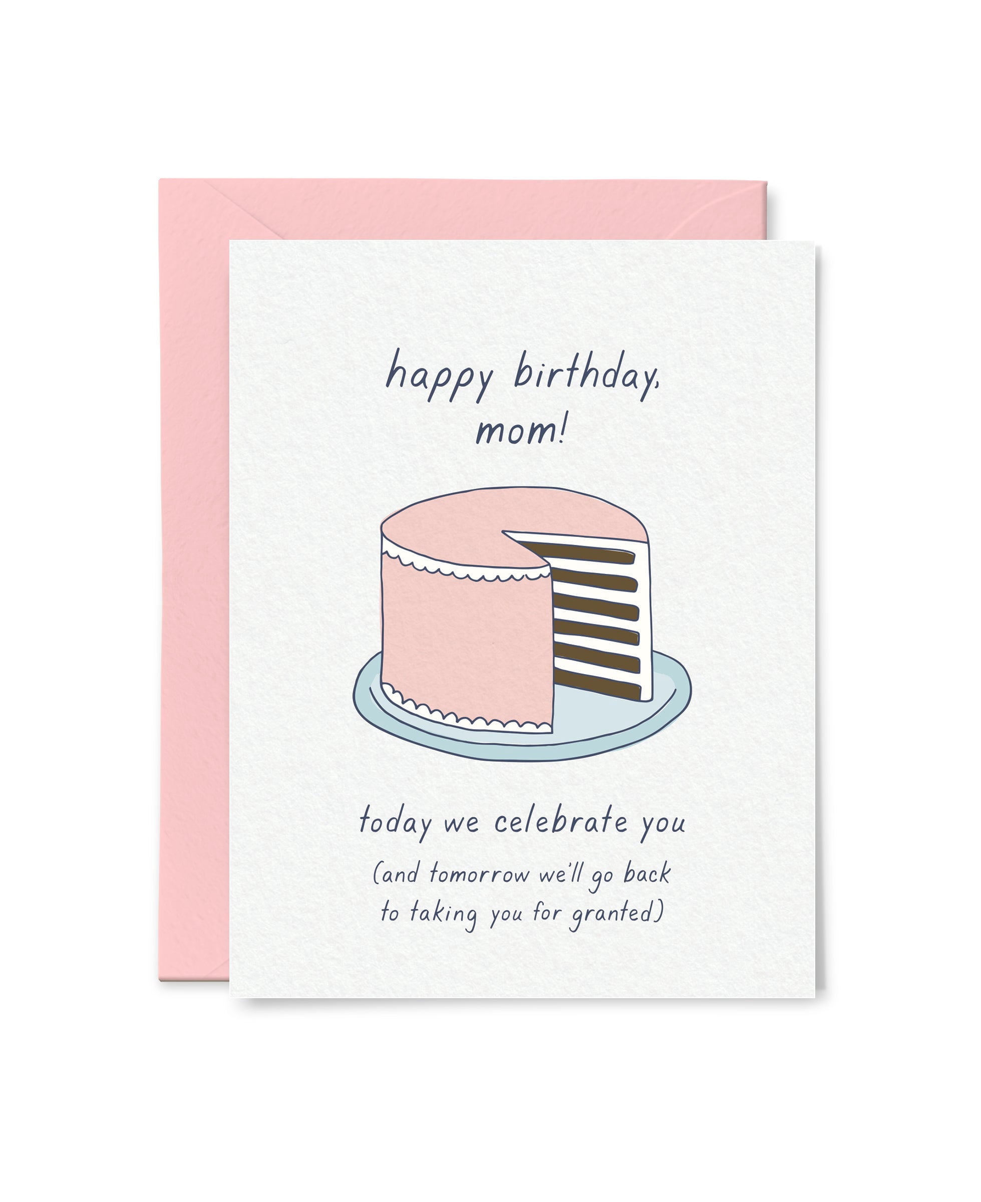 Happy Birthday Mom Greeting Card – Fun Cake Illustration with Humorous ...
