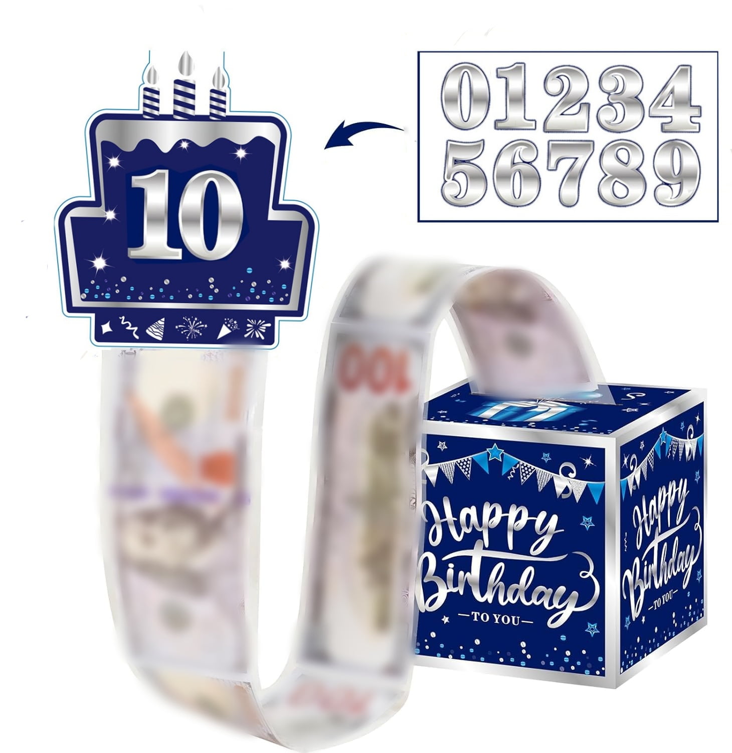 Happy Birthday Money Gift Box with DIY Stickers for Any Age, Boriyuan ...