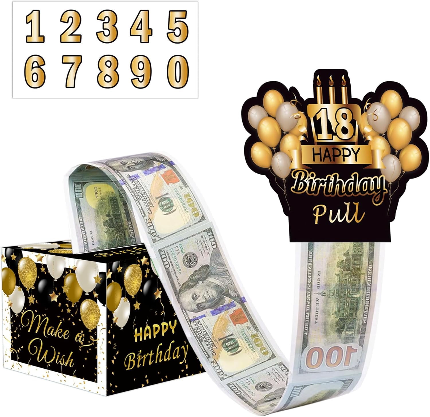 Happy Birthday Money Pull Box with 0-9 DIY Number 2 Set Pull Out ...