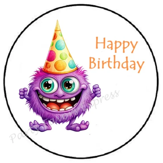 Happy Birthday Monster Stickers Party Favors Phone Decal Water Bottle ...