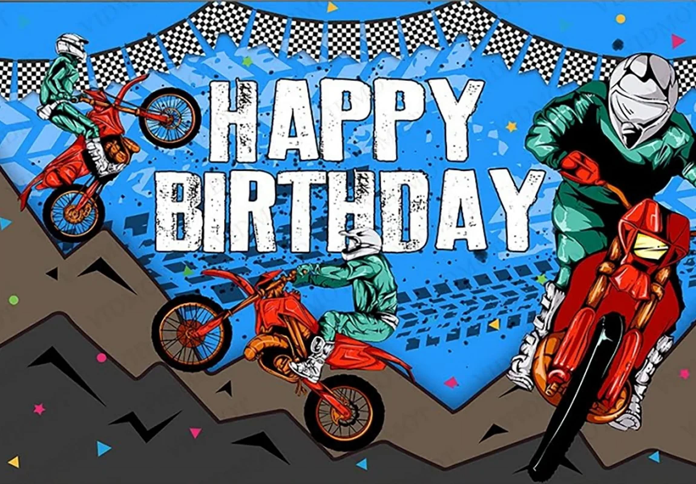 Happy Birthday Motorbike Theme Backdrop Racing Photography Room Wall ...