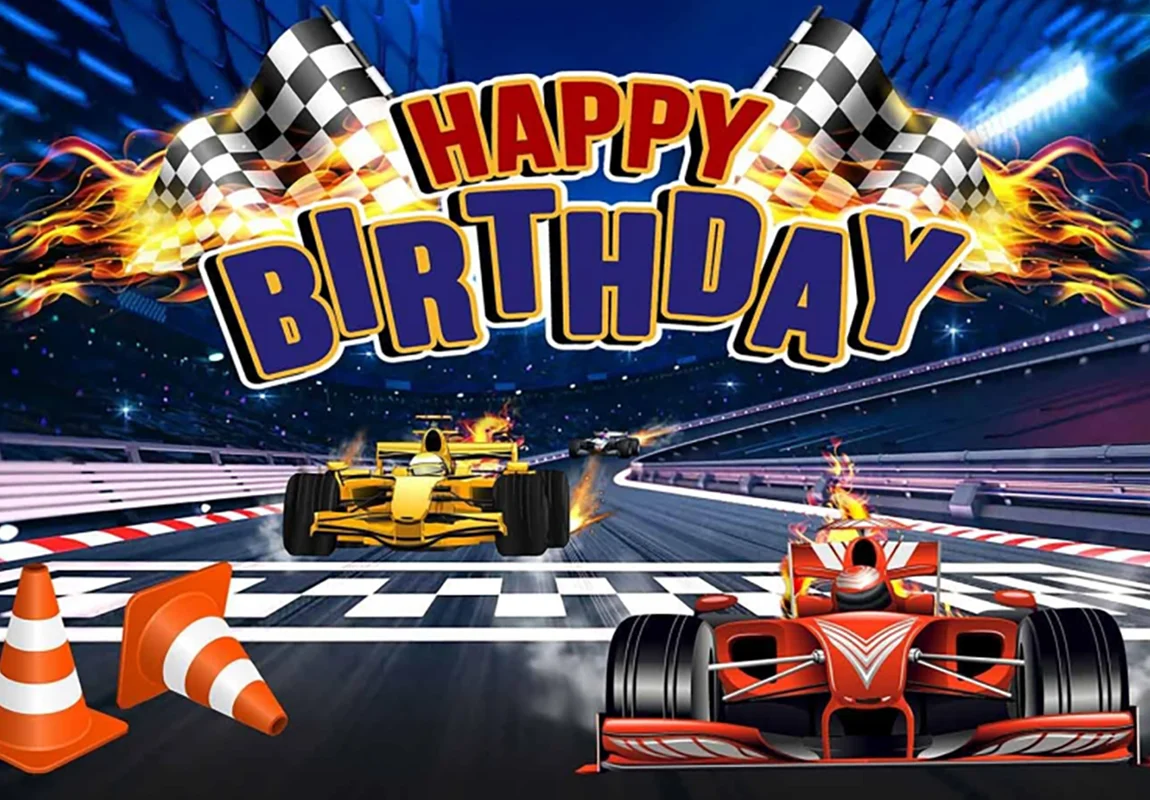 Happy Birthday Motorbike Theme Backdrop Racing Photography Room Wall ...