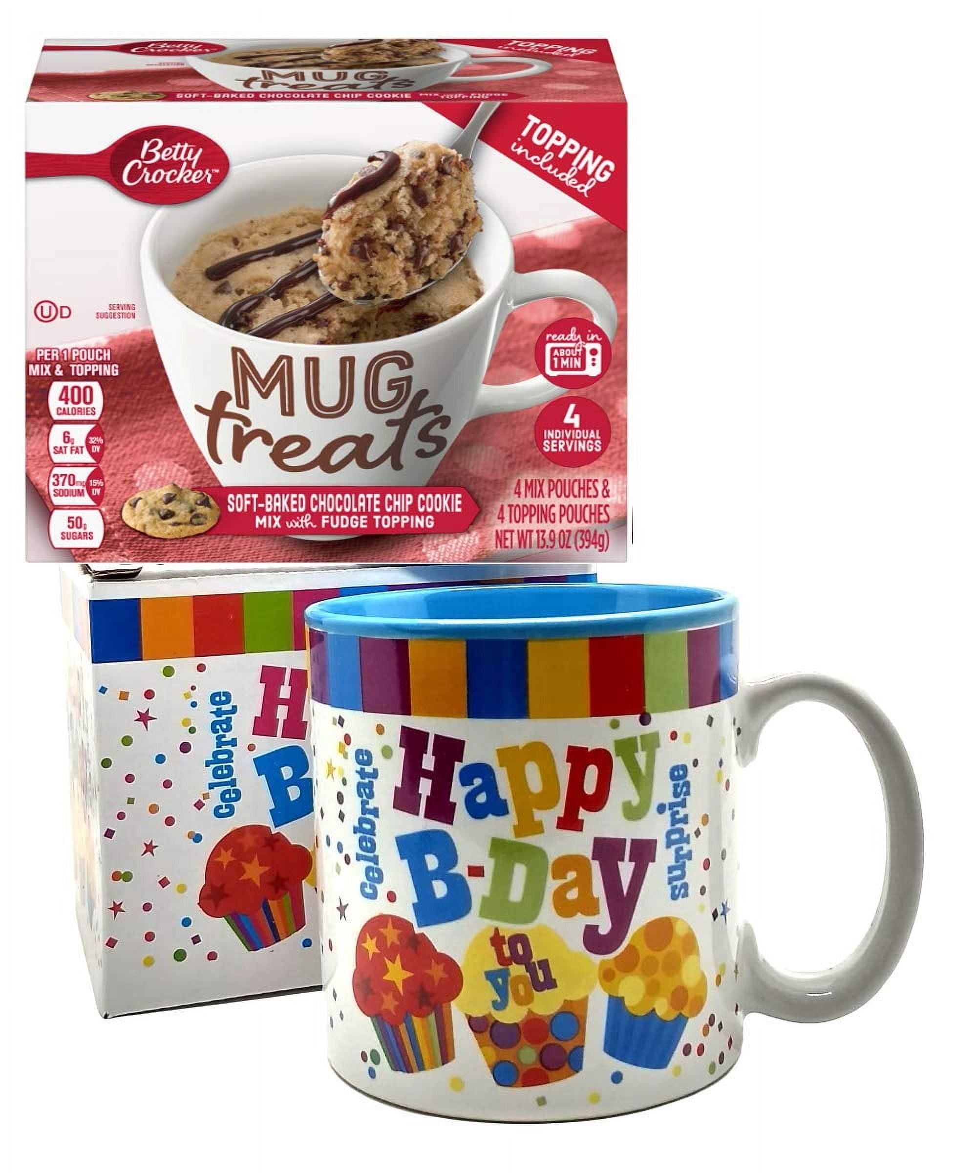 Happy Birthday Mug In BDF32 Gift Box with 4 Mug Cake Mix Pouches Bundle ...