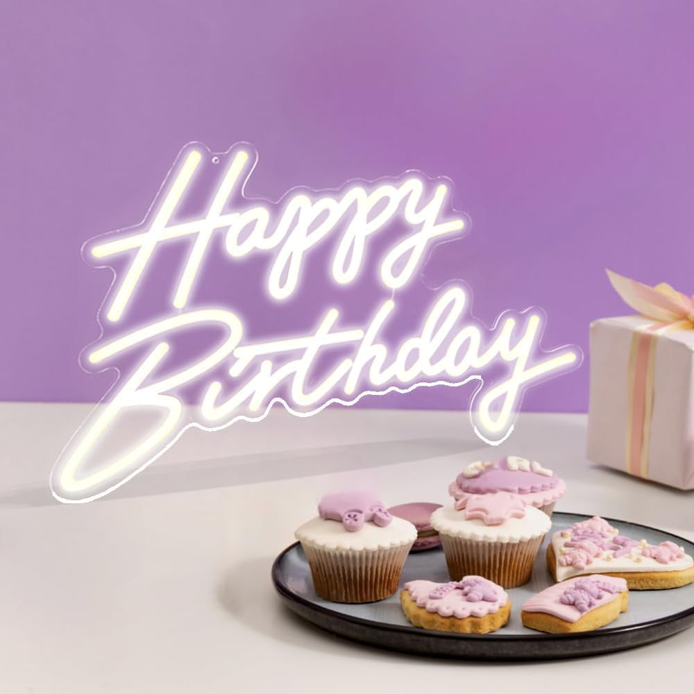 Happy Birthday Neon Sign,16x9 Inch,5V Happy Birthday Light up Sign for ...