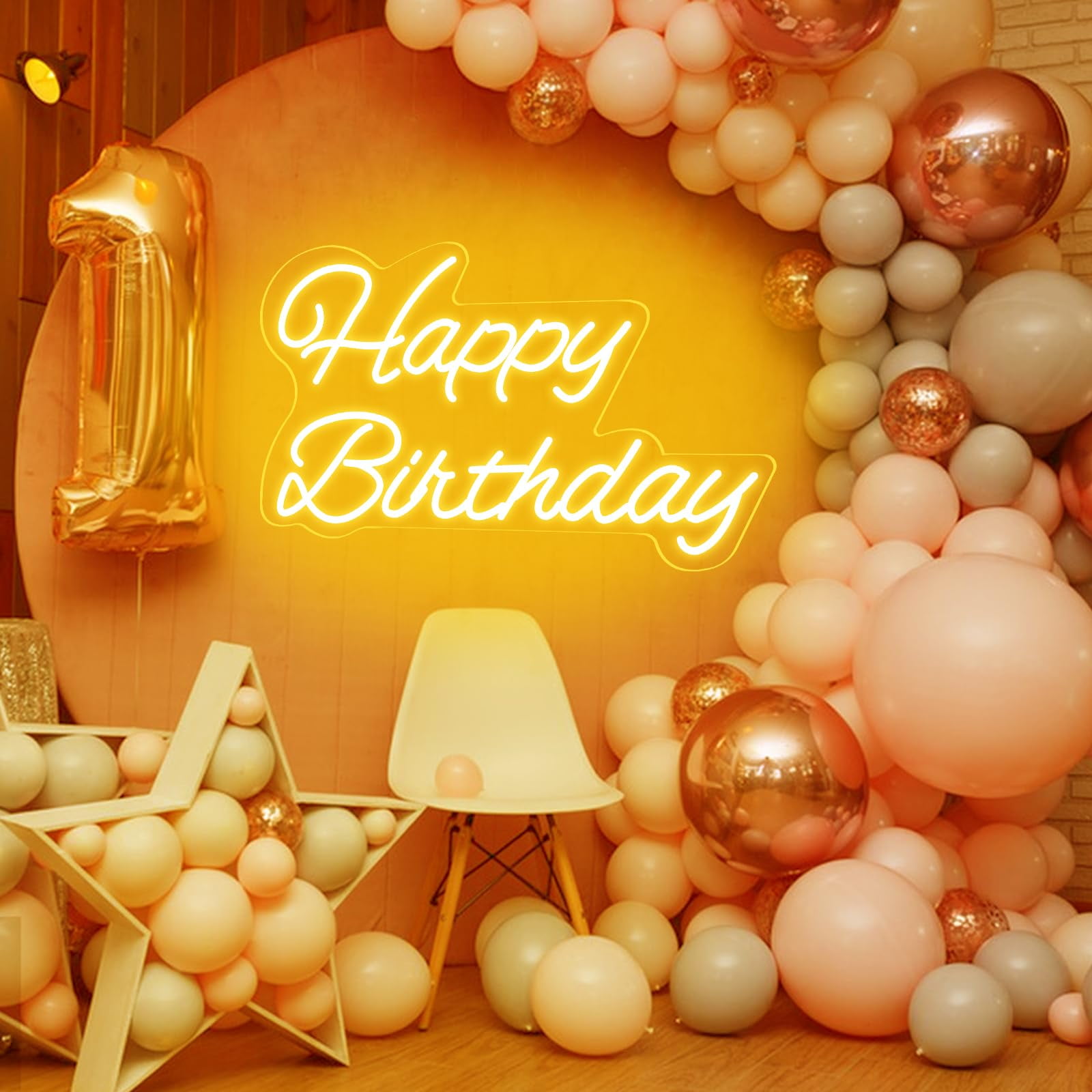 Happy Birthday Neon Sign 20 Inch Reusable Happy Birthday LED Light Up ...