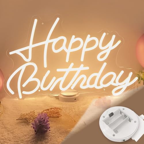 Happy Birthday Neon Sign Battery Operated - 23" Happy Birthday Sign ...