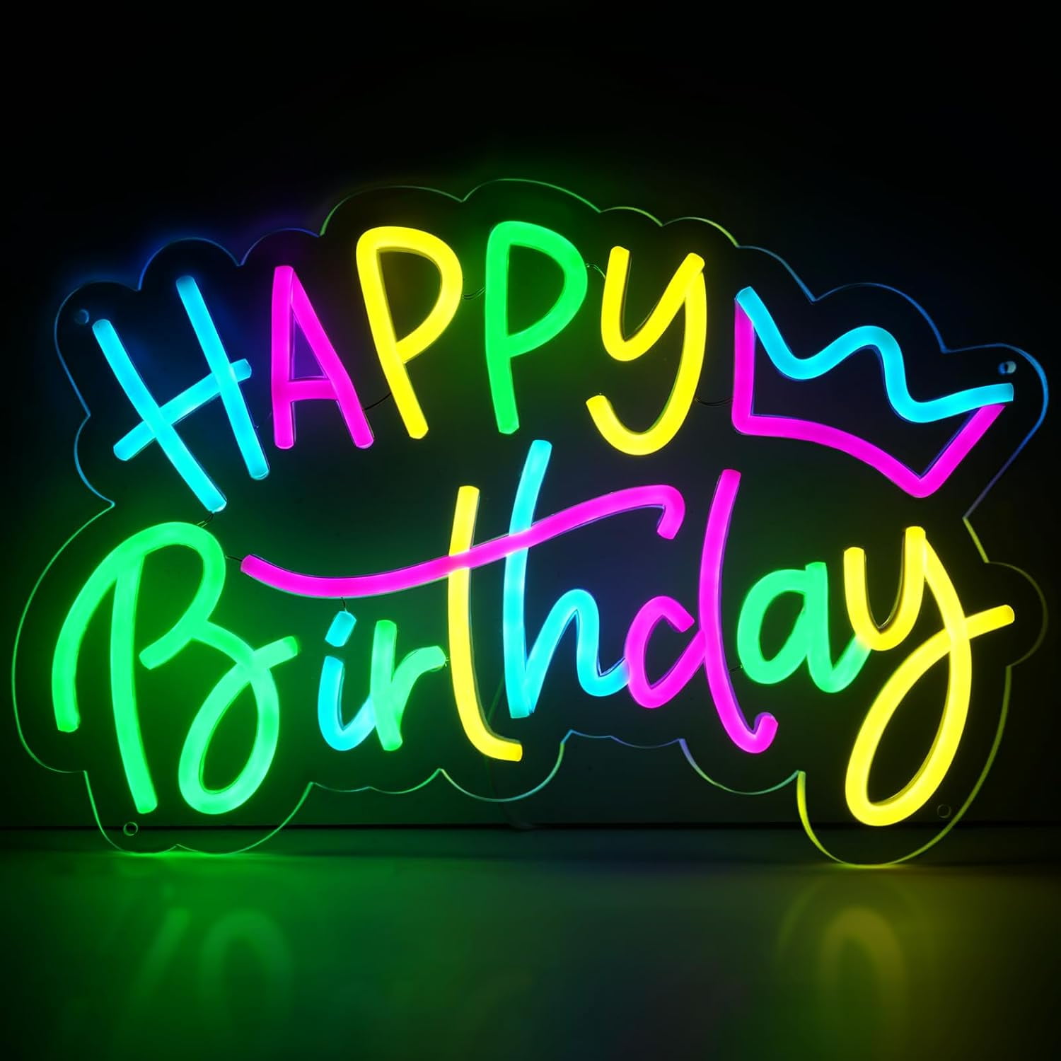 Happy Birthday Neon Sign for Birthday Partys, Colorful Happy Birthday ...