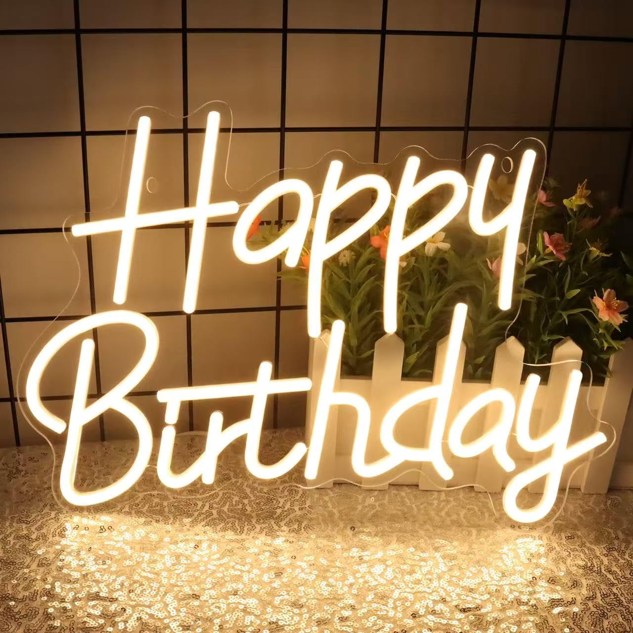 Happy Birthday Neon Signs for Party Decor Dimmable LED Birthday Neon ...