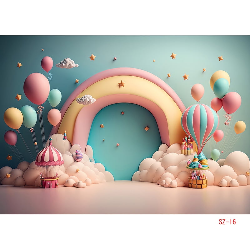 Happy Birthday Newborn Theme Photography Backdrops Prop Air Balloon ...