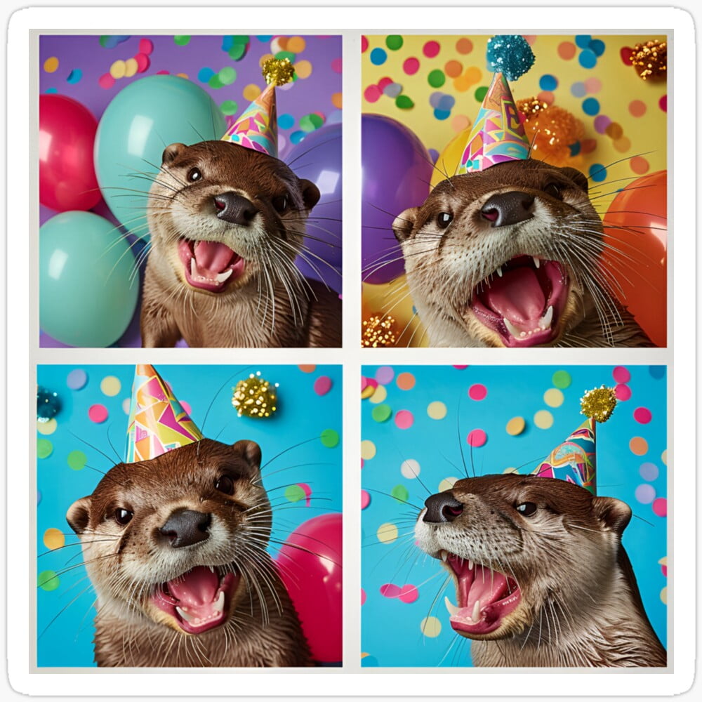 Happy Birthday Otter Celebration Adorable Otter Party Stickerphone ...