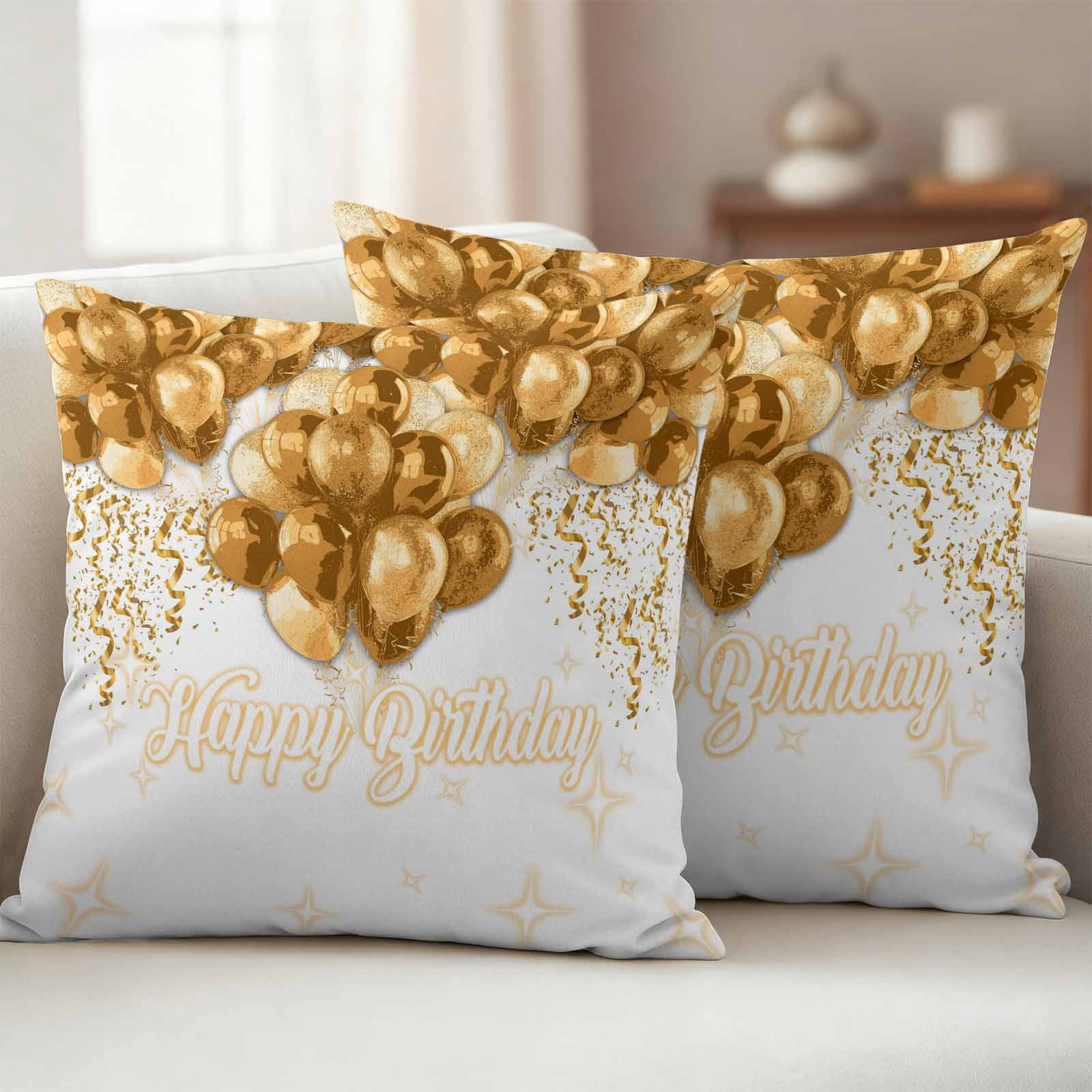 Happy Birthday Outdoor Waterproof Throw Pillow Covers 16x16 Set of 2 ...