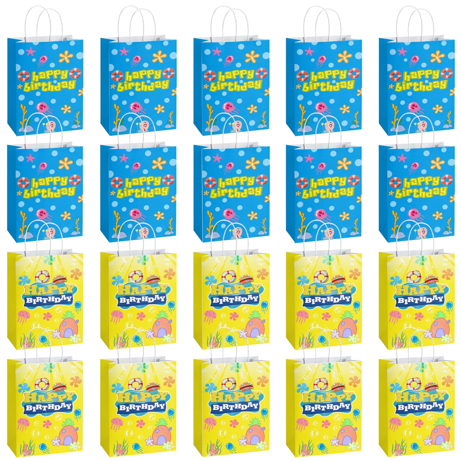 Happy Birthday Paper Bags with Handles Bulk, Kraft Bags Birthday Party ...