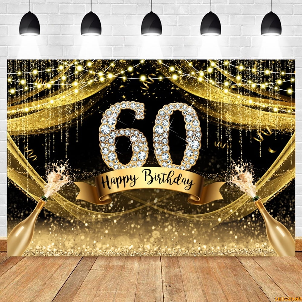 Happy Birthday Party Backdrop Glitter Balloons Anniversairy Custom ...