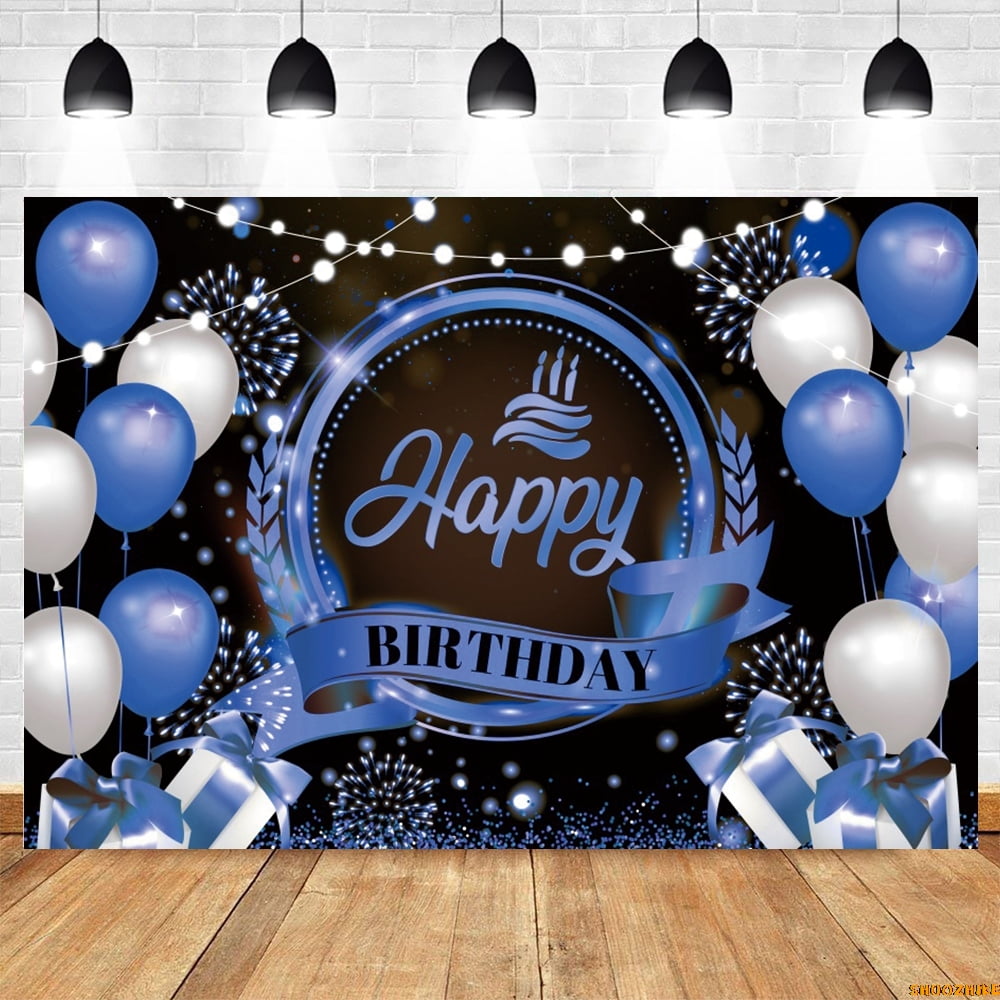 Happy Birthday Party Backdrop Glitter Balloons Anniversairy Custom ...