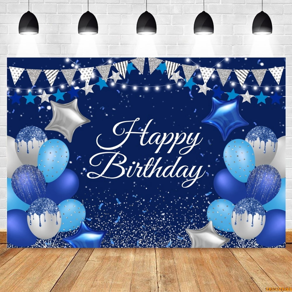 Happy Birthday Party Backdrop Glitter Balloons Anniversairy Custom ...