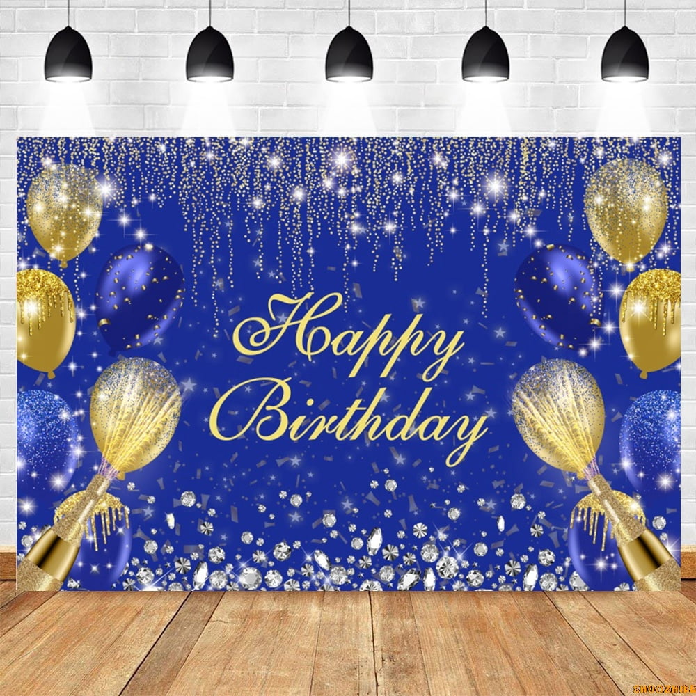 Happy Birthday Party Backdrop Glitter Balloons Anniversairy Custom ...