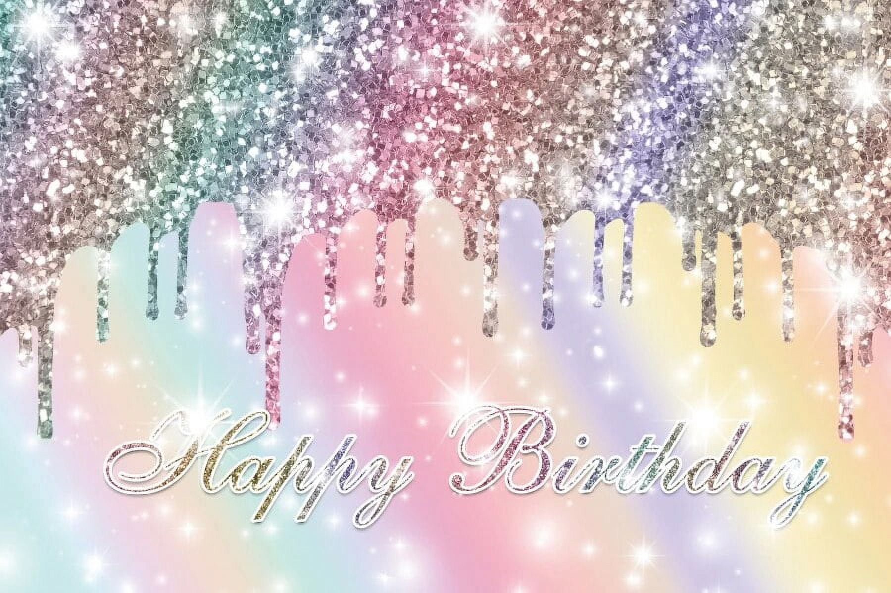 Happy Birthday Party Backdrop Gold Glitter Bokeh Sequin Spots Golden Sparkle Dots Adults ...