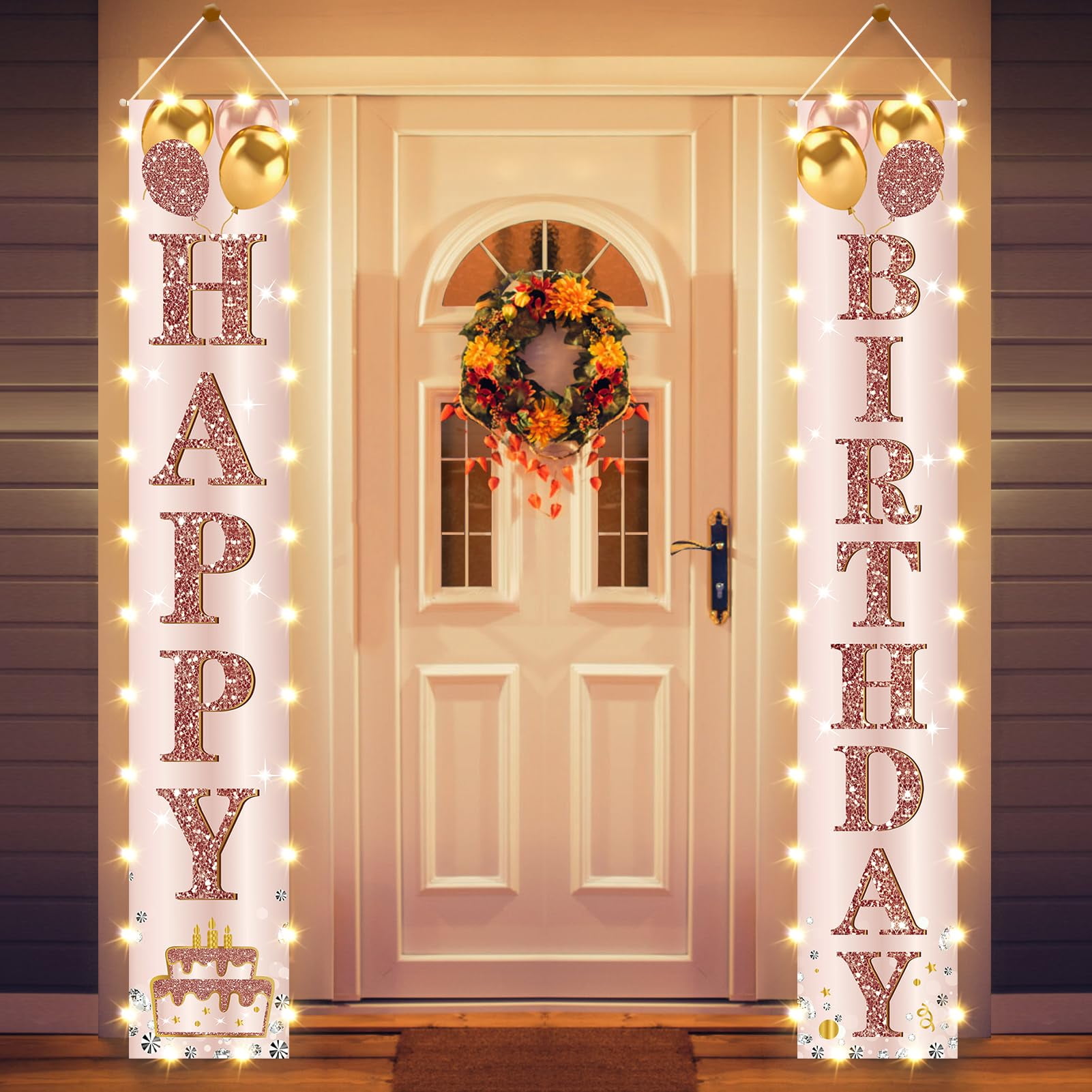 Happy Birthday Party Banner Lighted Decorations SMRfor Girls Women-Pink ...