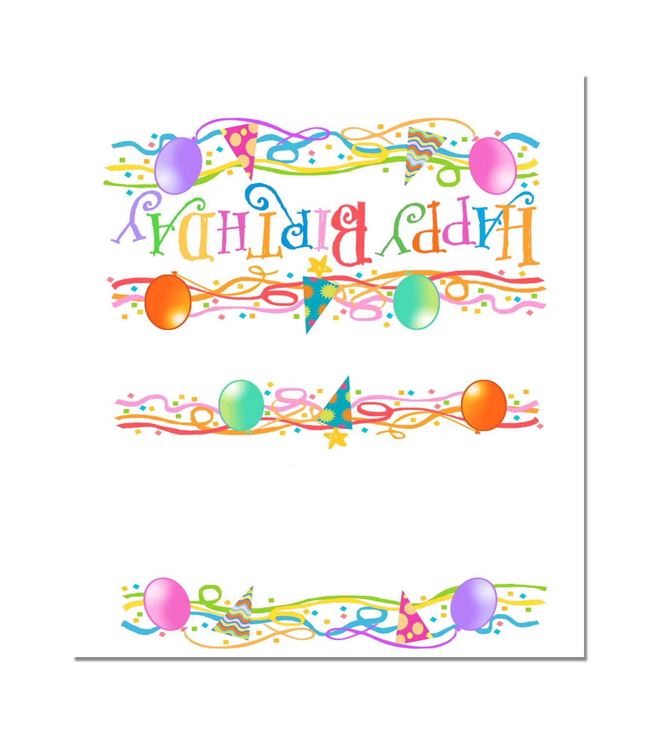 Happy Birthday Party Borders Table Tent Place Cards - 25 Birthday Party ...