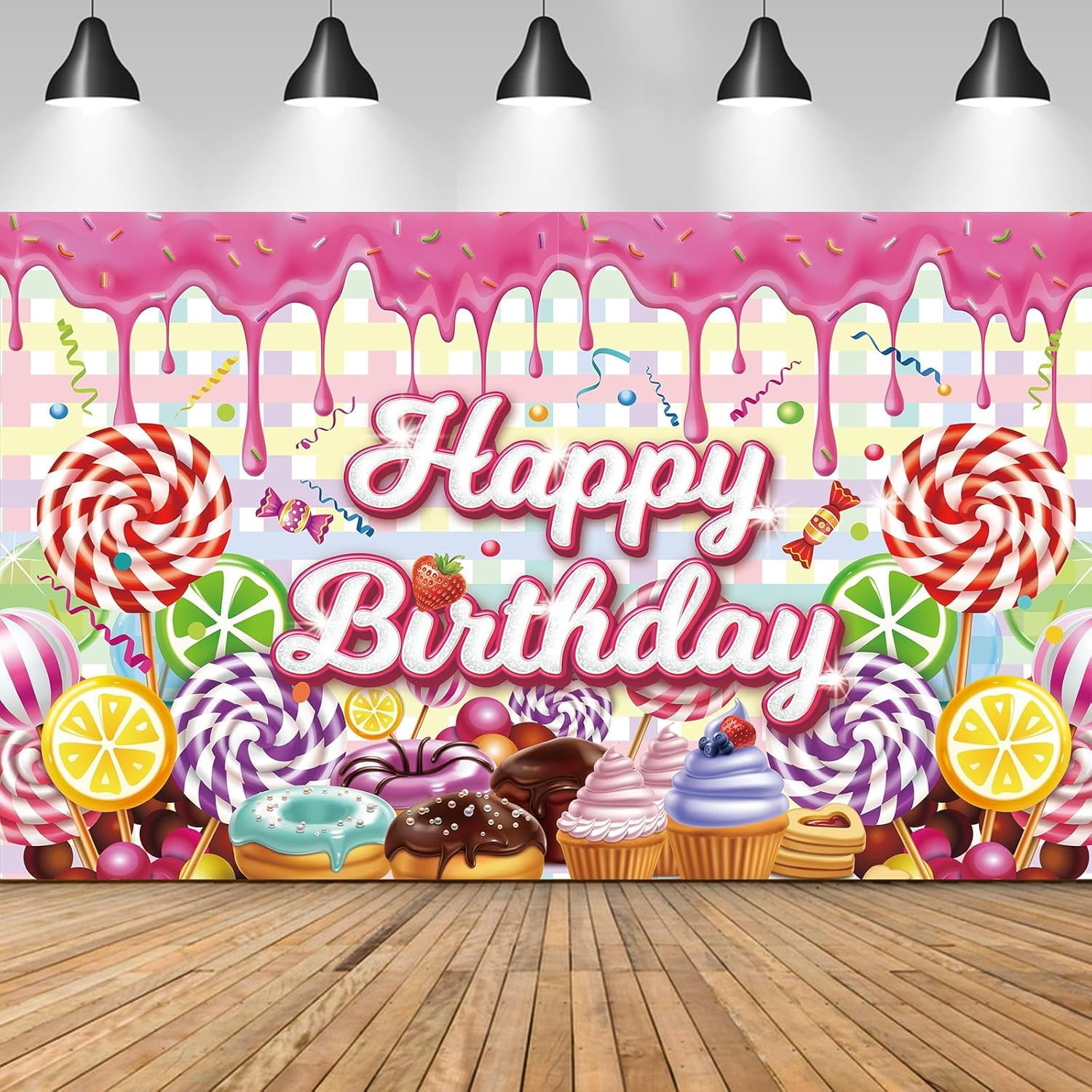 Happy Birthday Party Decorations Sweets Birthday Banner Backdrop Large ...