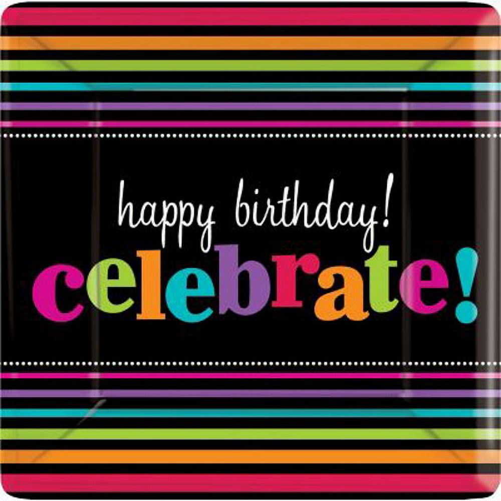Happy Birthday 'Party On Celebration' Extra Large Paper Plates (8ct ...