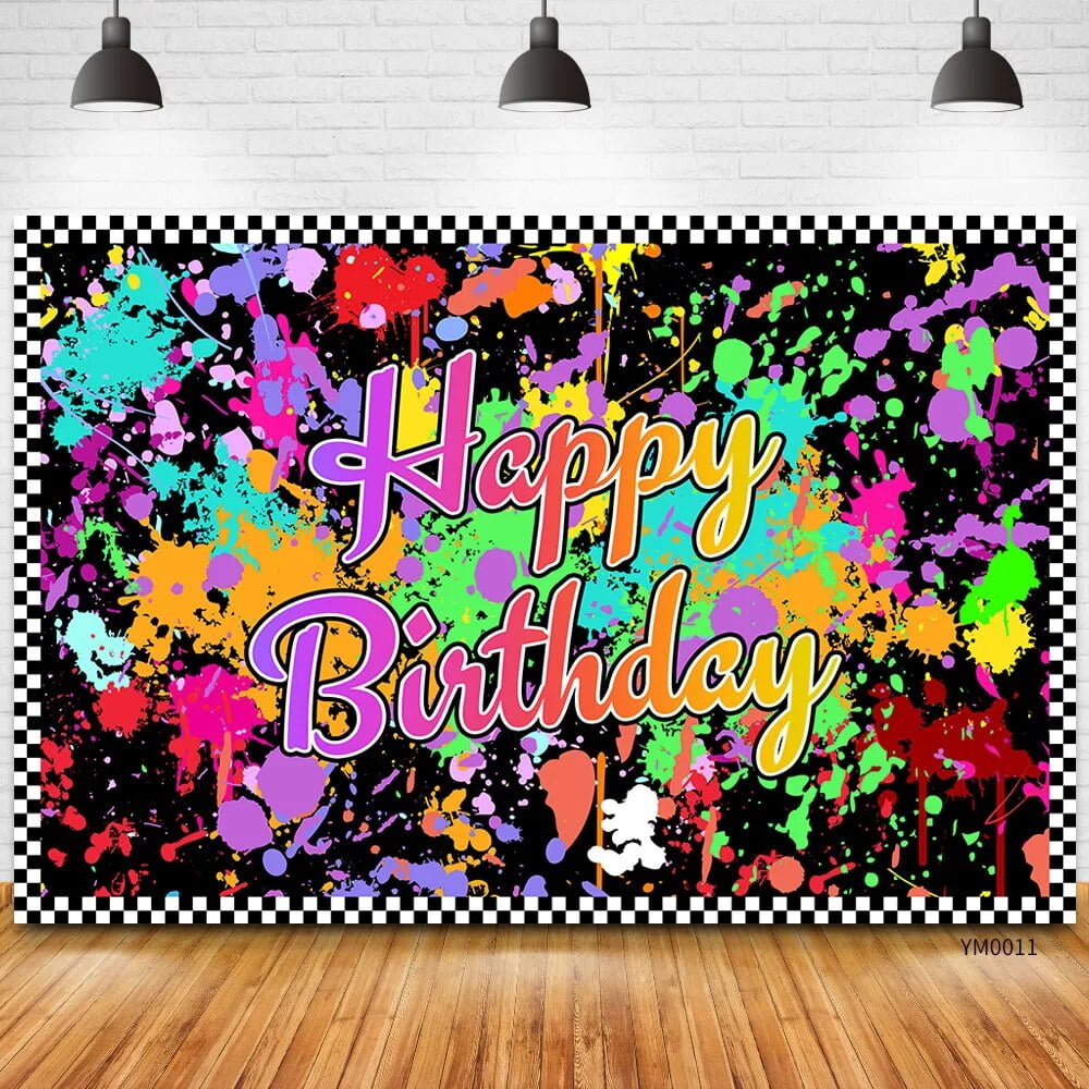 Happy Birthday Party Photography Background Colorful Graffiti Splash ...